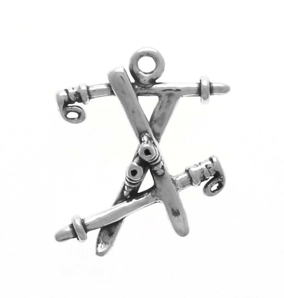 Sterling Silver Crossed Skis with Poles Charm; Sunwest Silver Co Inc ...