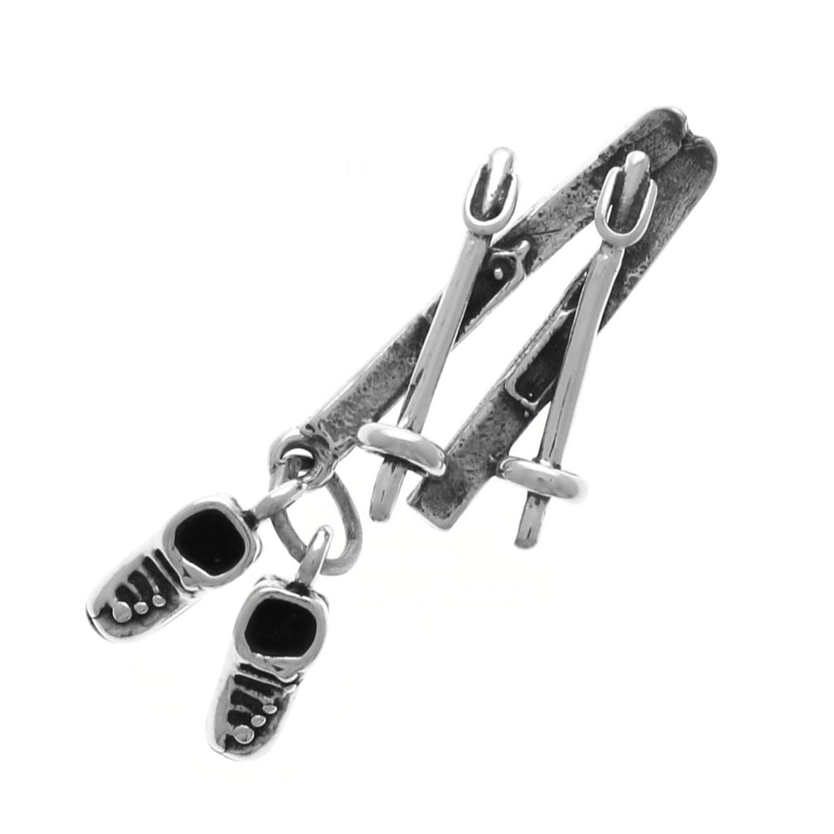Sterling Silver Skis with Boots Charm; Sunwest Silver Co Inc - SC471